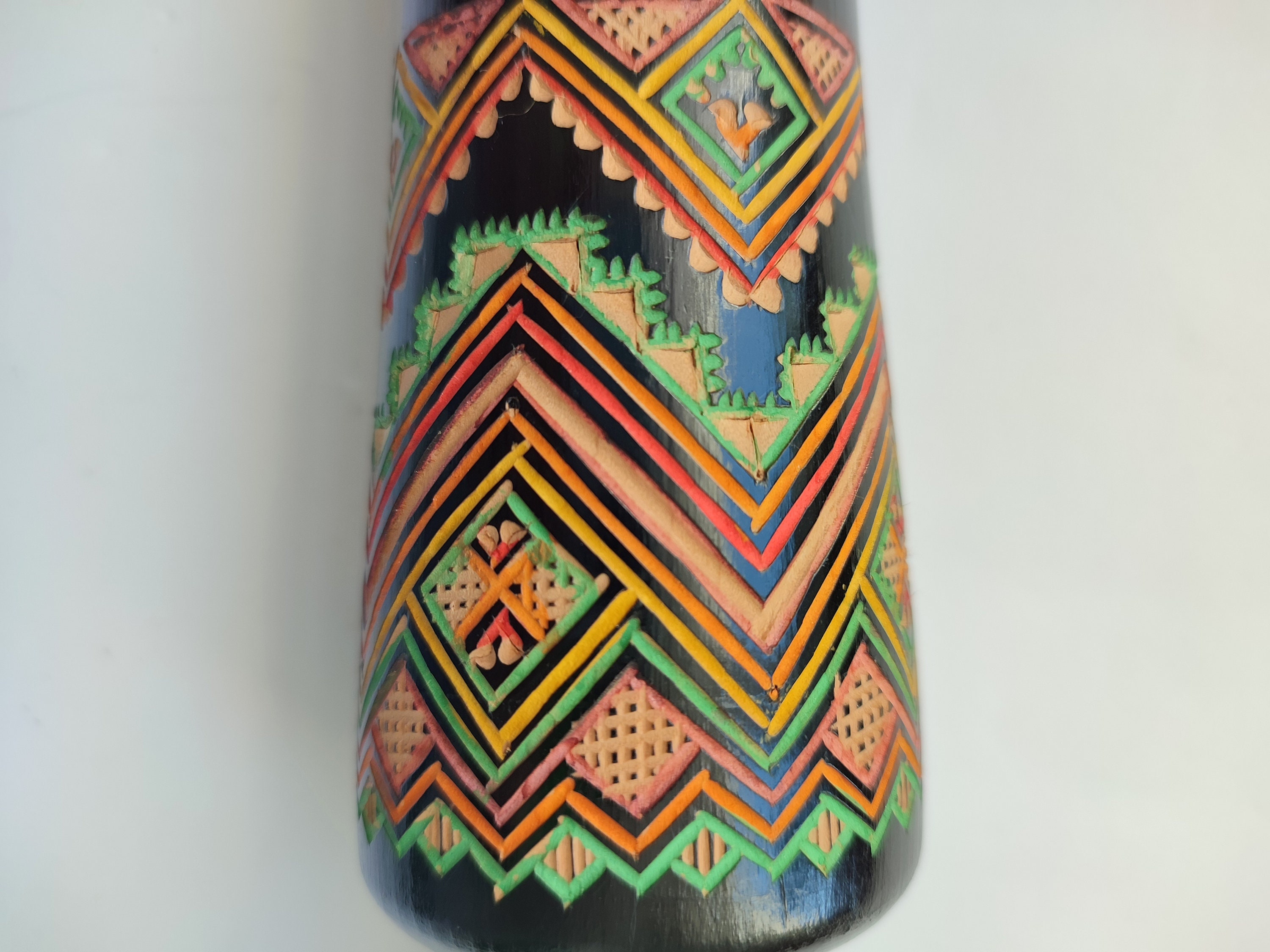 Ukrainian Vintage Wooden Vase With Art Deco Pattern - Etsy