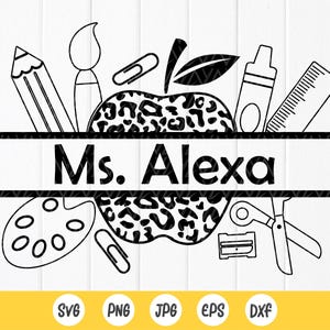 Teacher Split Monogram Svg:leopard Print School Design,back to School ...