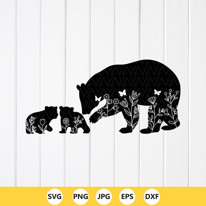 Mama Bear Floral Svg - Etsy