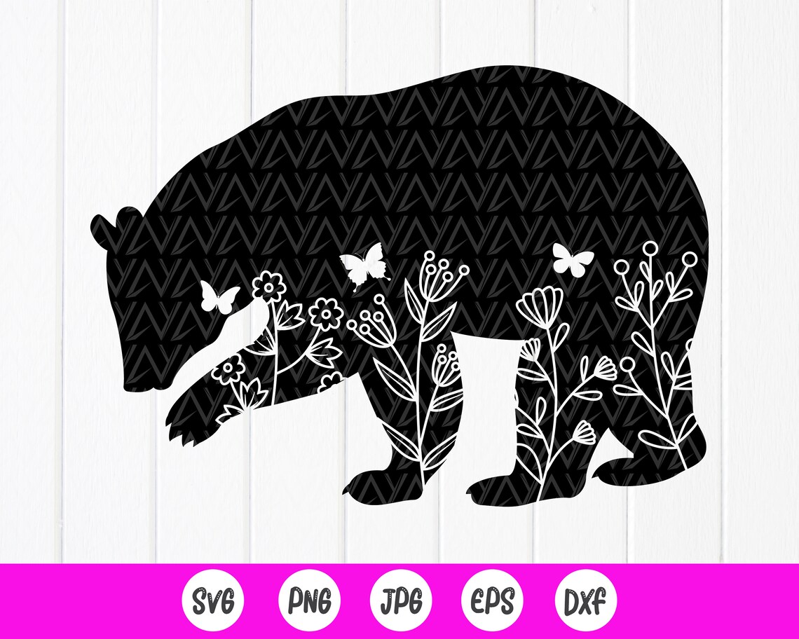 Mama Bear Floral Svg Floral Bear Svg Mama Bear Flower Svg - Etsy