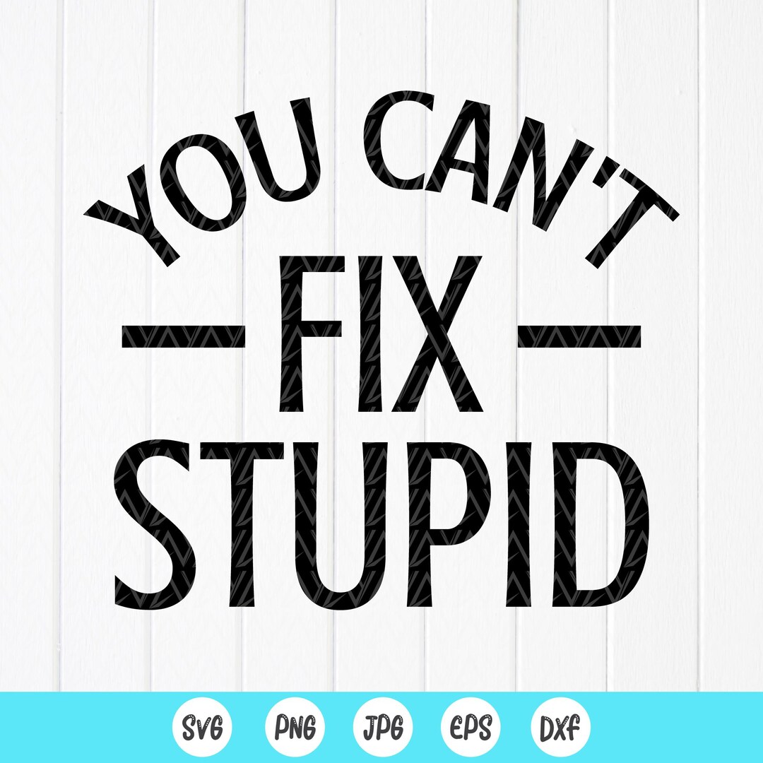 You Can't Fix Stupid SVG: Funny Sarcastic Saying,cut Files for Cricut ...