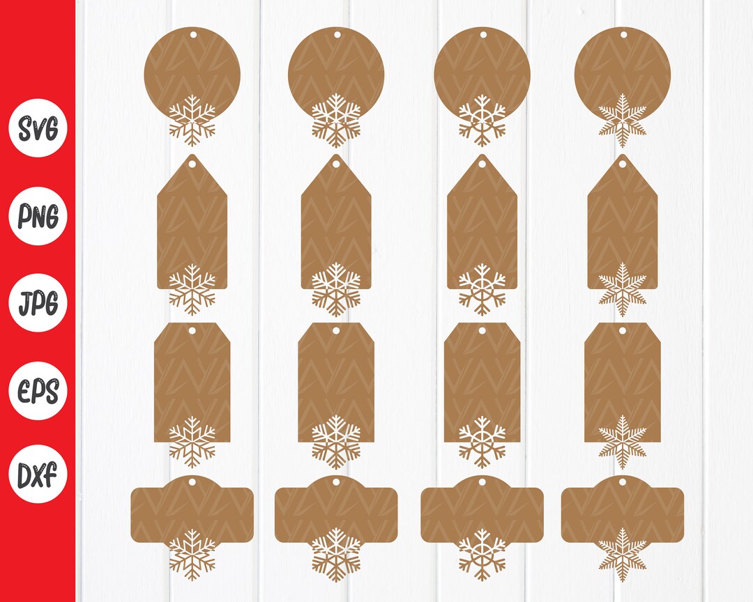 Snowflake Christmas Gift Tag Svg Bundlechristmas Ornament - Etsy