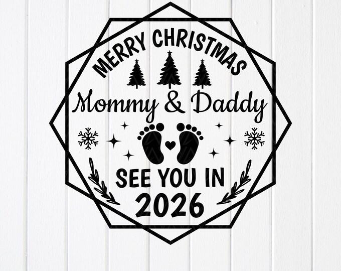 New Parents Christmas Ornament SVG, Merry Christmas Mommy & Daddy, Xmas ...