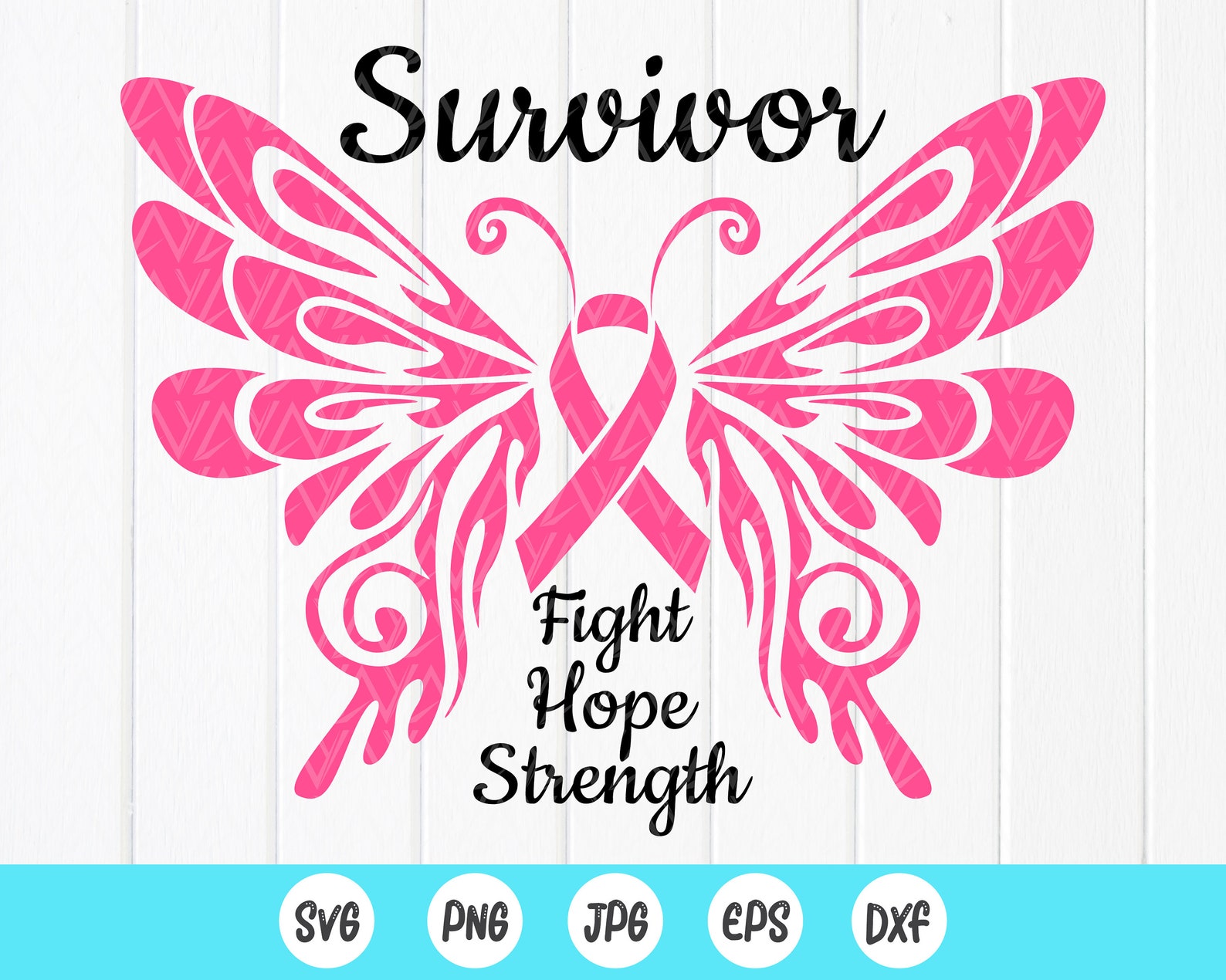Breast Cancer Survivor Butterfly SVG: Awareness Ribbon, Fight Cancer ...