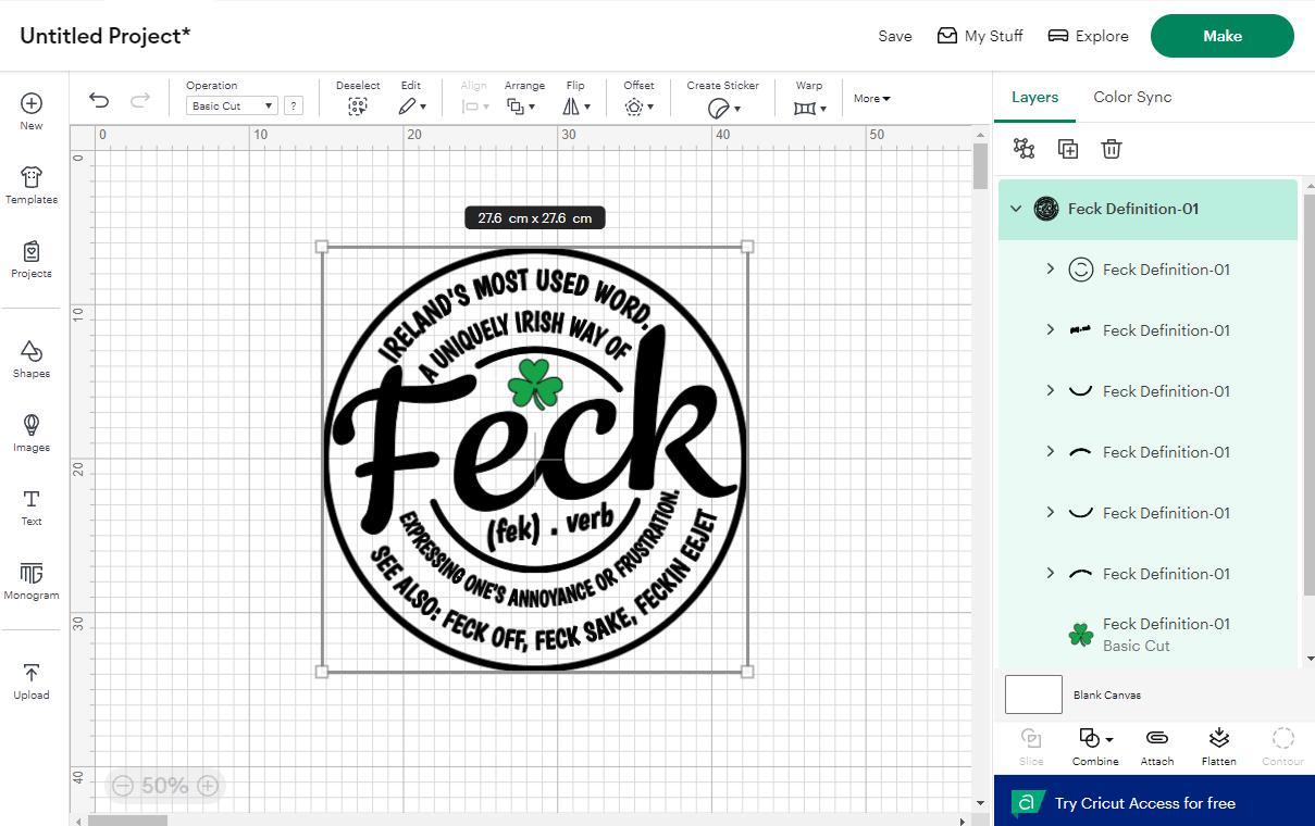 Feck Definition SVG: Funny Irish Saying, St. Patrick's Day, Cut Files ...