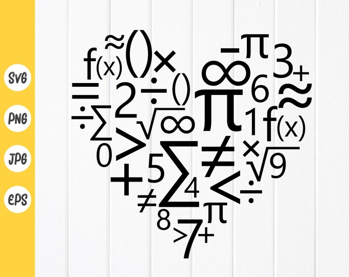 Math Heart SVG, Math Teacher SVG, Mathematics Heart, Mathematics Lover ...