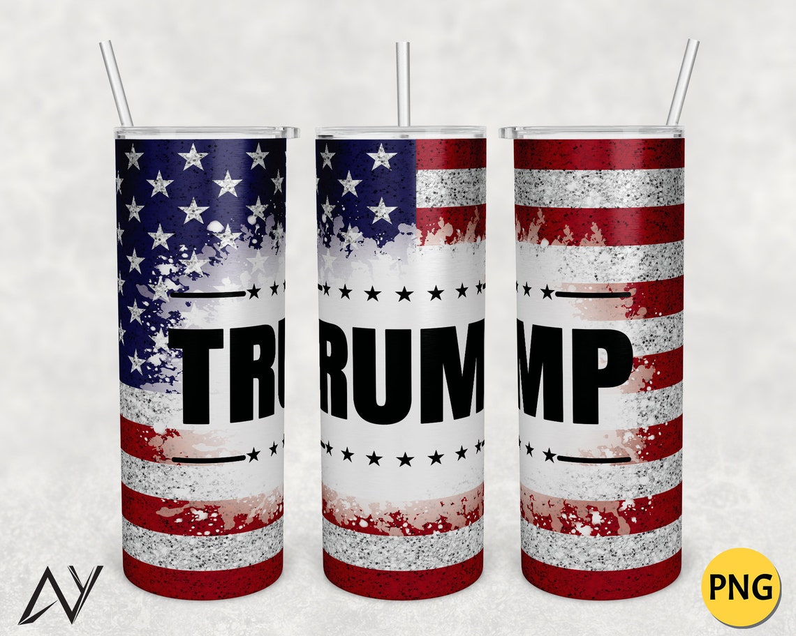 20oz Skinny Tumbler USA Flag Trump Png Sublimation Design - Etsy