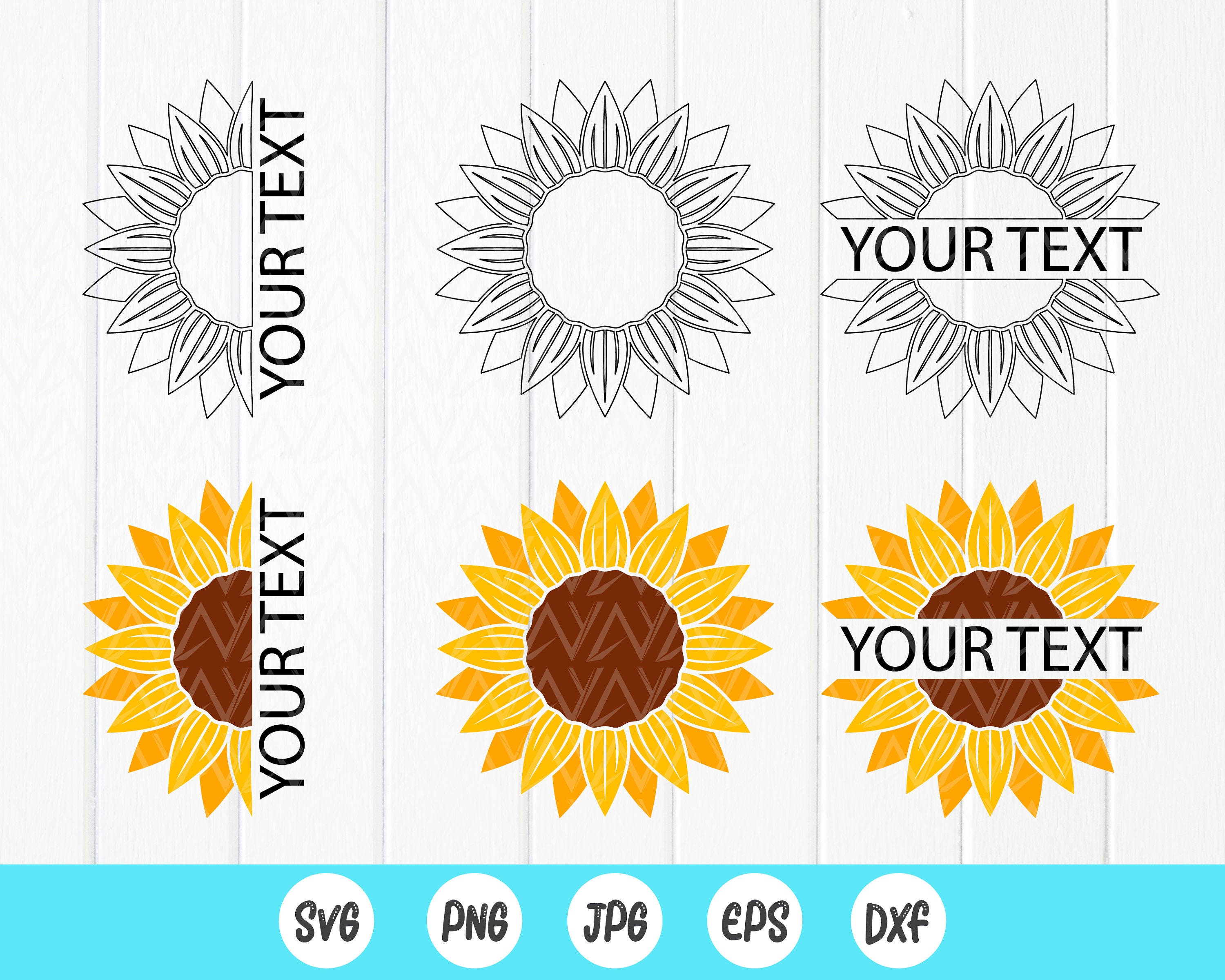 Sunflower SVG Bundle 6 Sunflower Bundle Svgsunflower and | Etsy