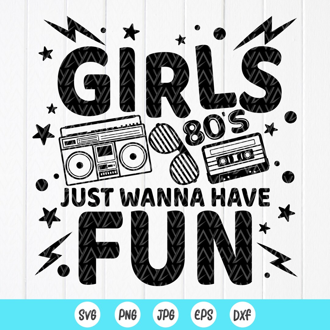 80's Girls Just Wanna Have Fun SVG: clipart muziekcassette, klassieke ...