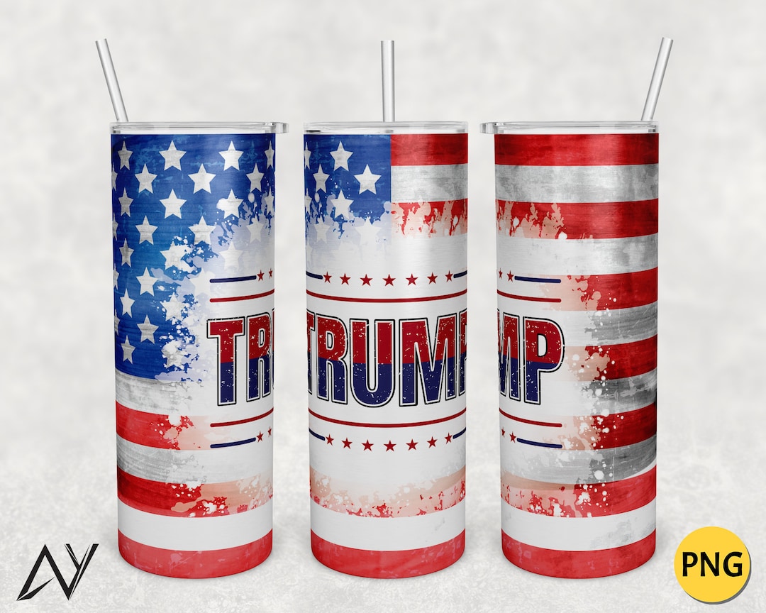 20oz Skinny Tumbler USA Flag Trump Png Sublimation Design, Anti Biden ...