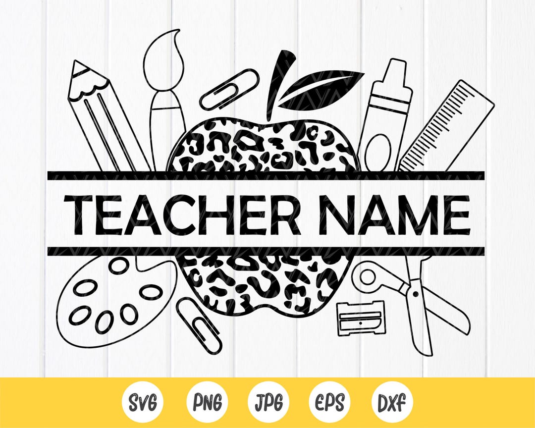 Teacher Split Monogram Svg,teacher Svg,school Supplies Clipart Svg ...