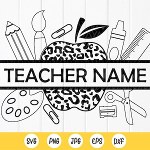Teacher Split Monogram Svg:leopard Print School Design,back to School ...