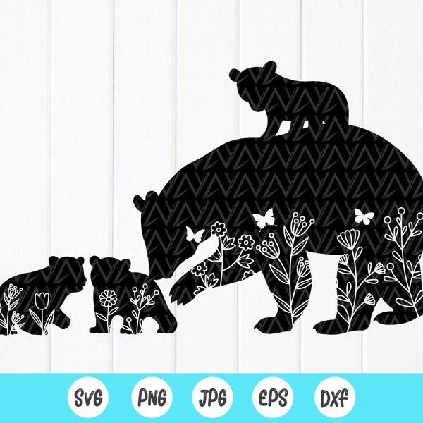 Mama Bear Floral Svg - Etsy
