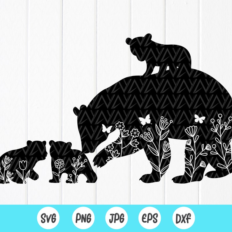 Mama Bear 3 Cubs Svg - Etsy
