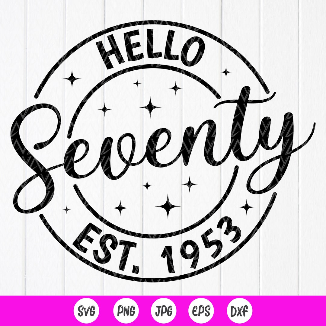 Hello Seventy SVG: 70th Birthday Party Design,cut Files for Cricut ...