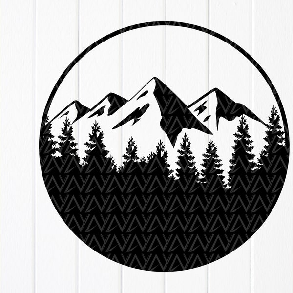 Mountains With Trees Svg - Etsy