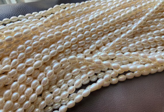 Freshwater Pearl White Oval Rice Beads 6x8mm 15 Strand - Etsy