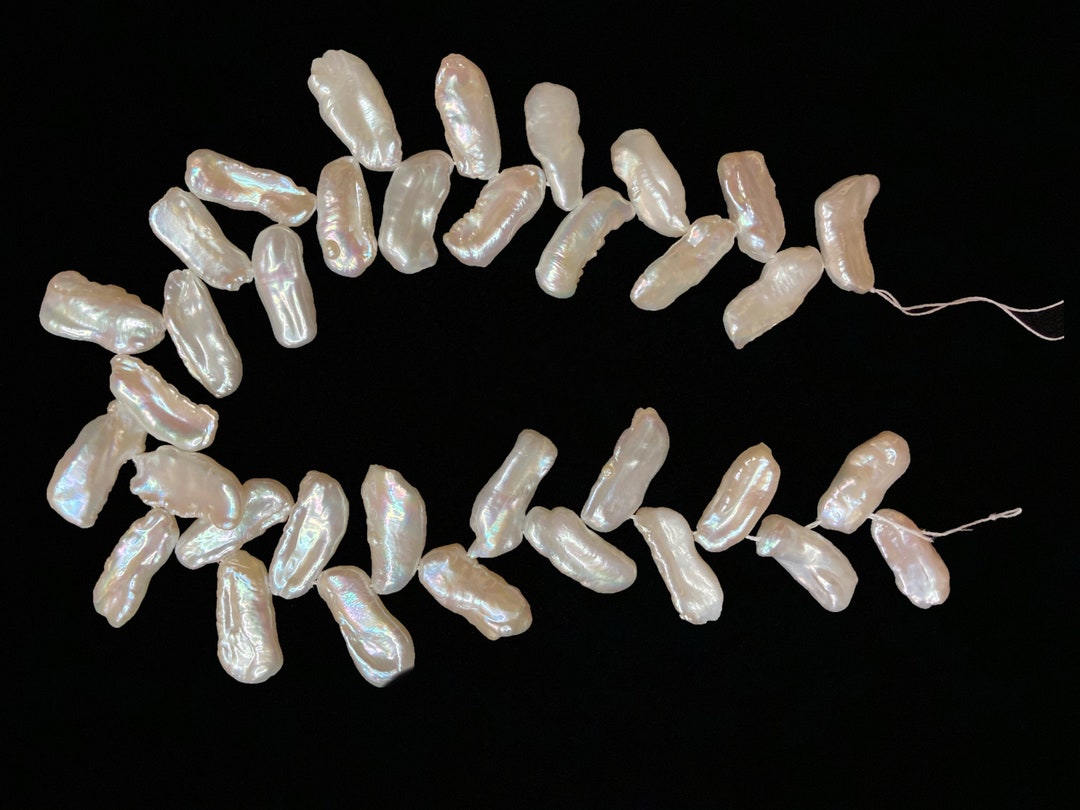 Biwa Pearls, AAA 9 X 23 Mm Natural Ivory White Biwa Pearls Top-drilled ...