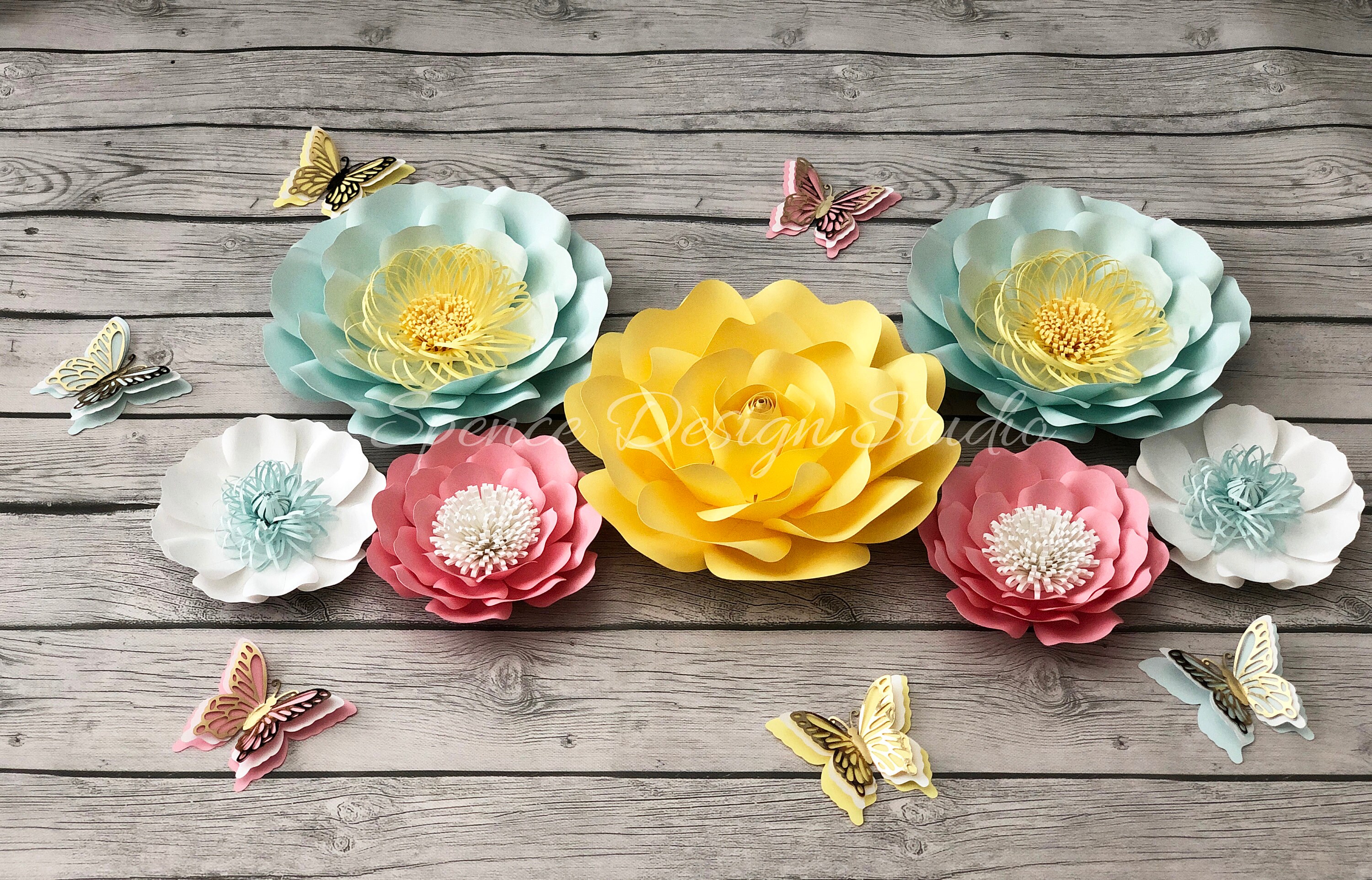 Spring Paper Flower Wall Decor - Paper Flowers and Butterflies - Etsy