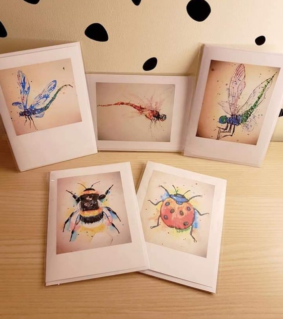 Set of 5 Handmade Insect Greetings Cards - Etsy