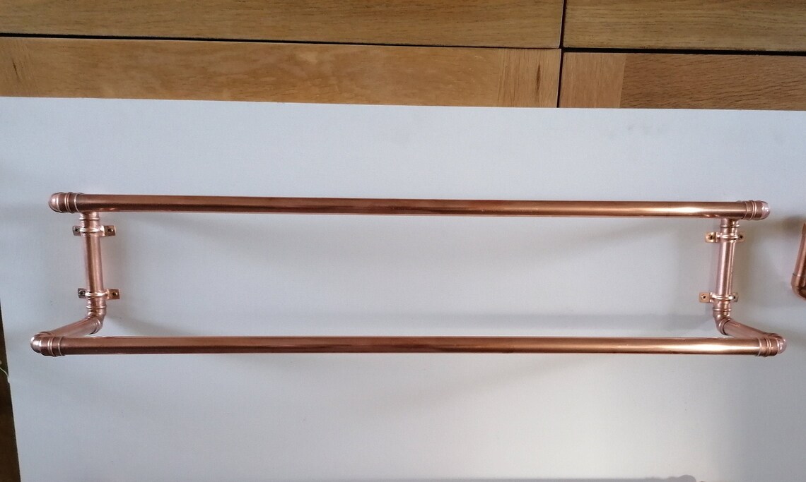 Copper Pipe Double Towel Rail Handmade | Etsy UK