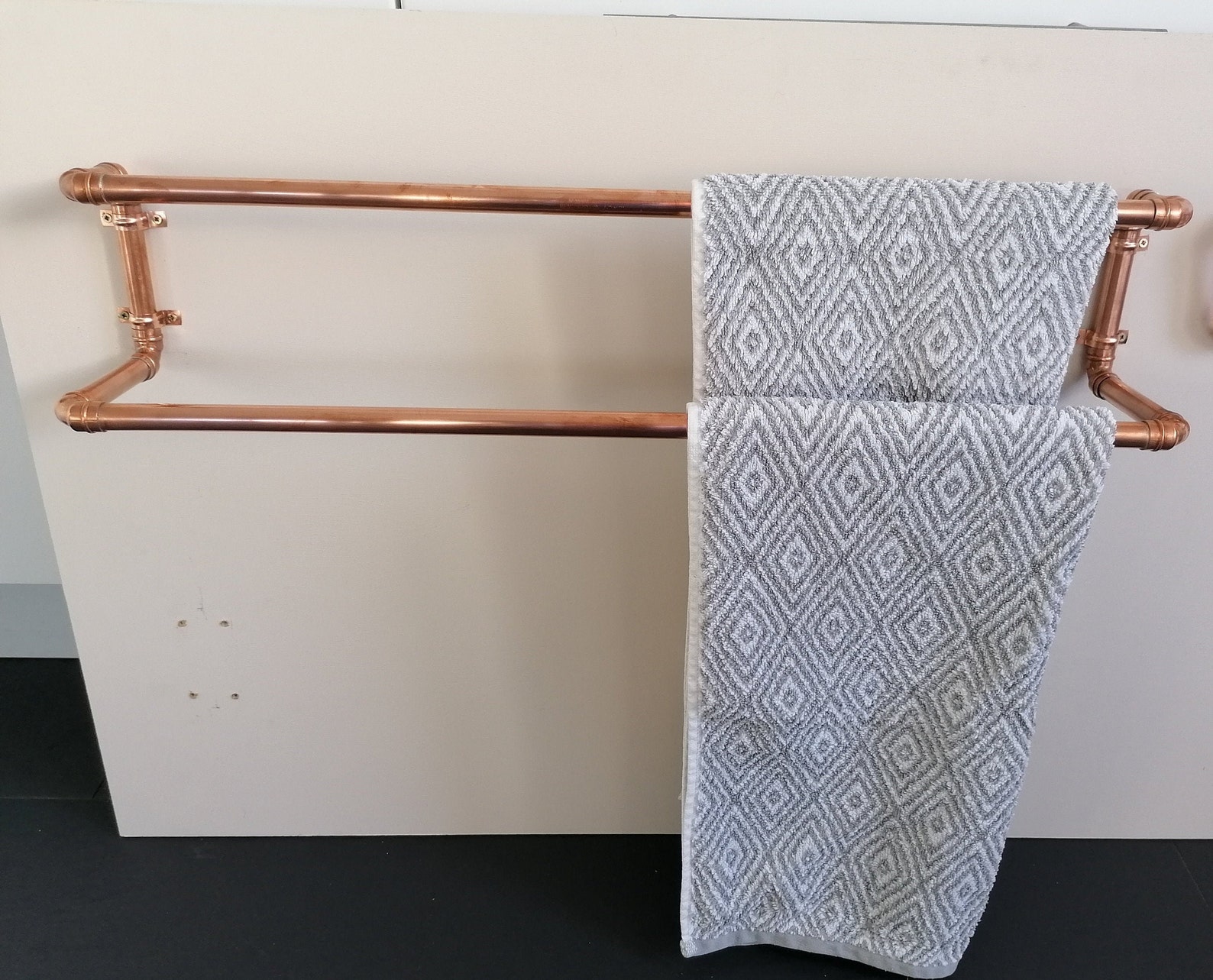 Copper Pipe Double Towel Rail Handmade | Etsy UK