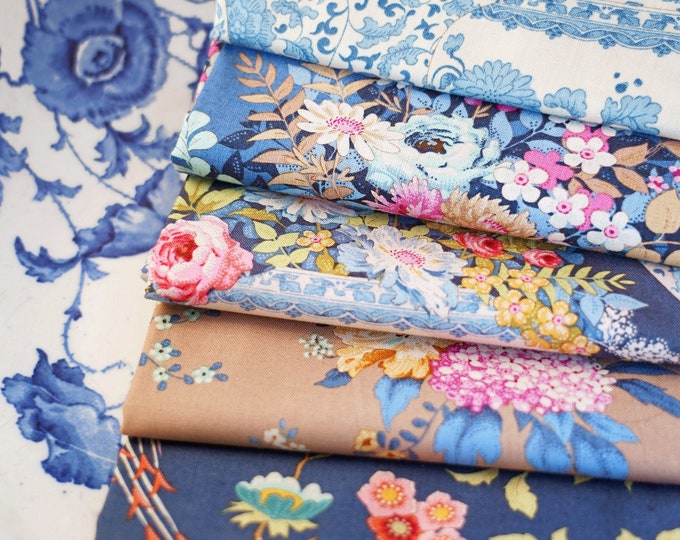 Tilda Chic Escape Blue/sand Fabrics by the Meter - Etsy