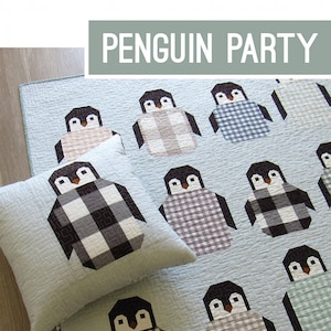 Penguin Party Quilt and Pillow Pattern-60*60in Finished Size Quilt- Optional Fabric Kit and ...