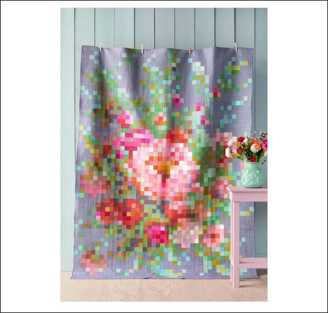 Tilda Solids Flower Bouquet Embroidery Quilt Kit- 63.5*81.5in Finished ...