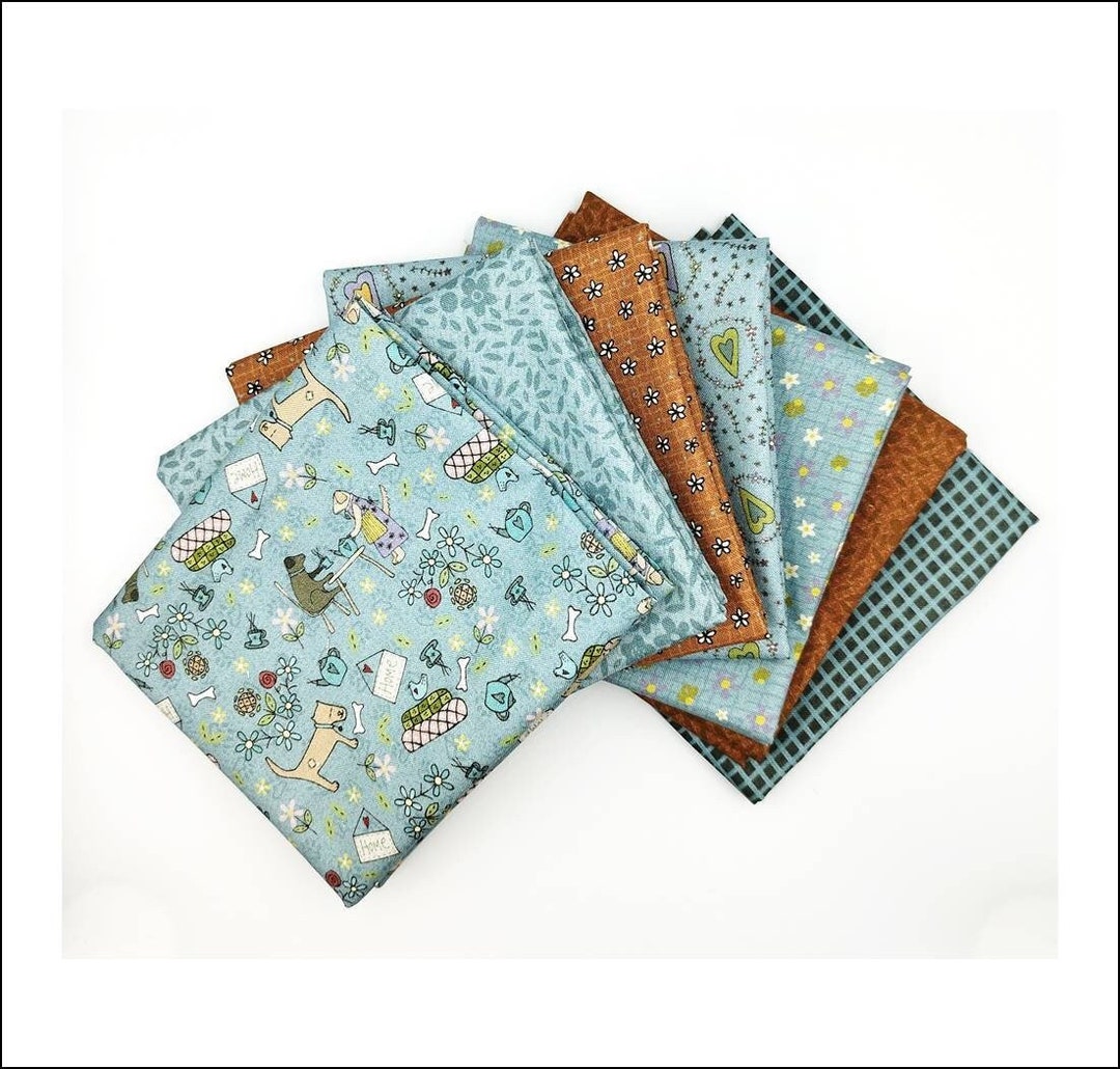 Lynette Anderson: Good Boy and Kitty - Denim / Rust Fabrics - Etsy