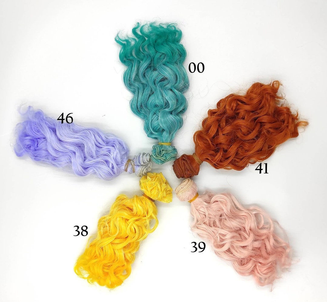 Curly Synthetic Doll Hair Weft to Create Doll Wigs- 15cm Length & 100cm ...