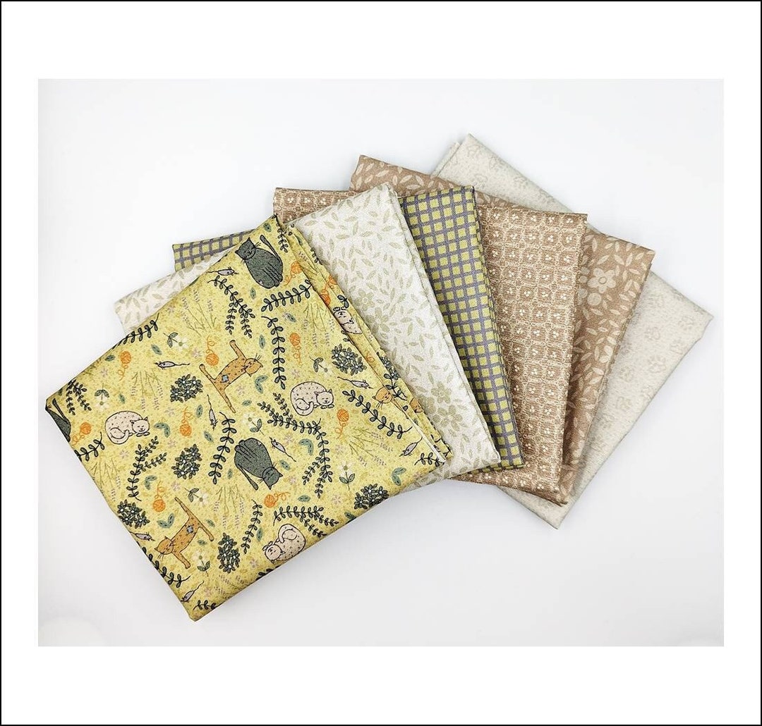 Lynette Anderson: Good Boy and Kitty - Cream/ Mustard Fabrics - Etsy