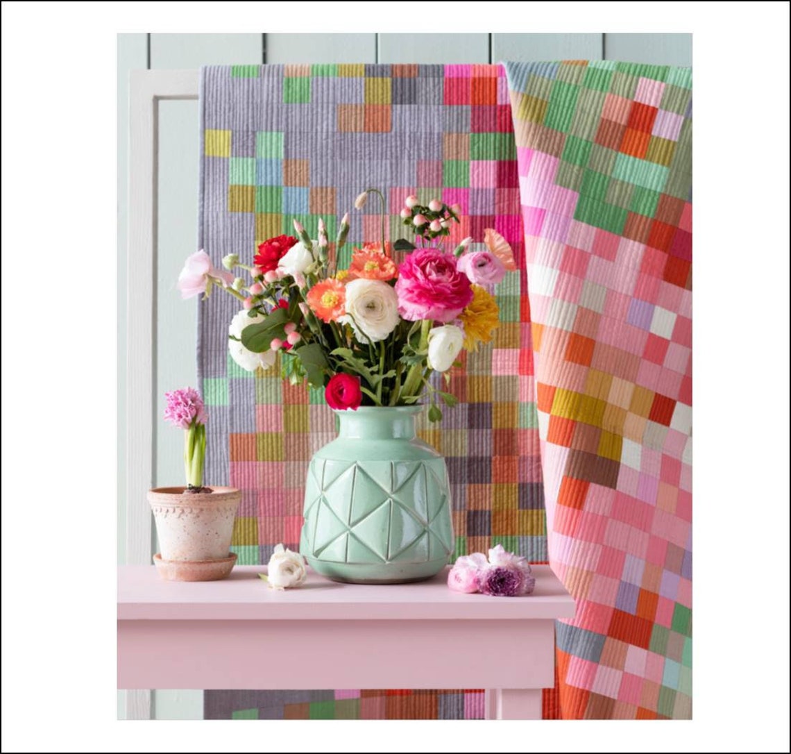 Tilda Solids Flower Bouquet Embroidery Quilt Kit- 63.5*81.5in Finished ...