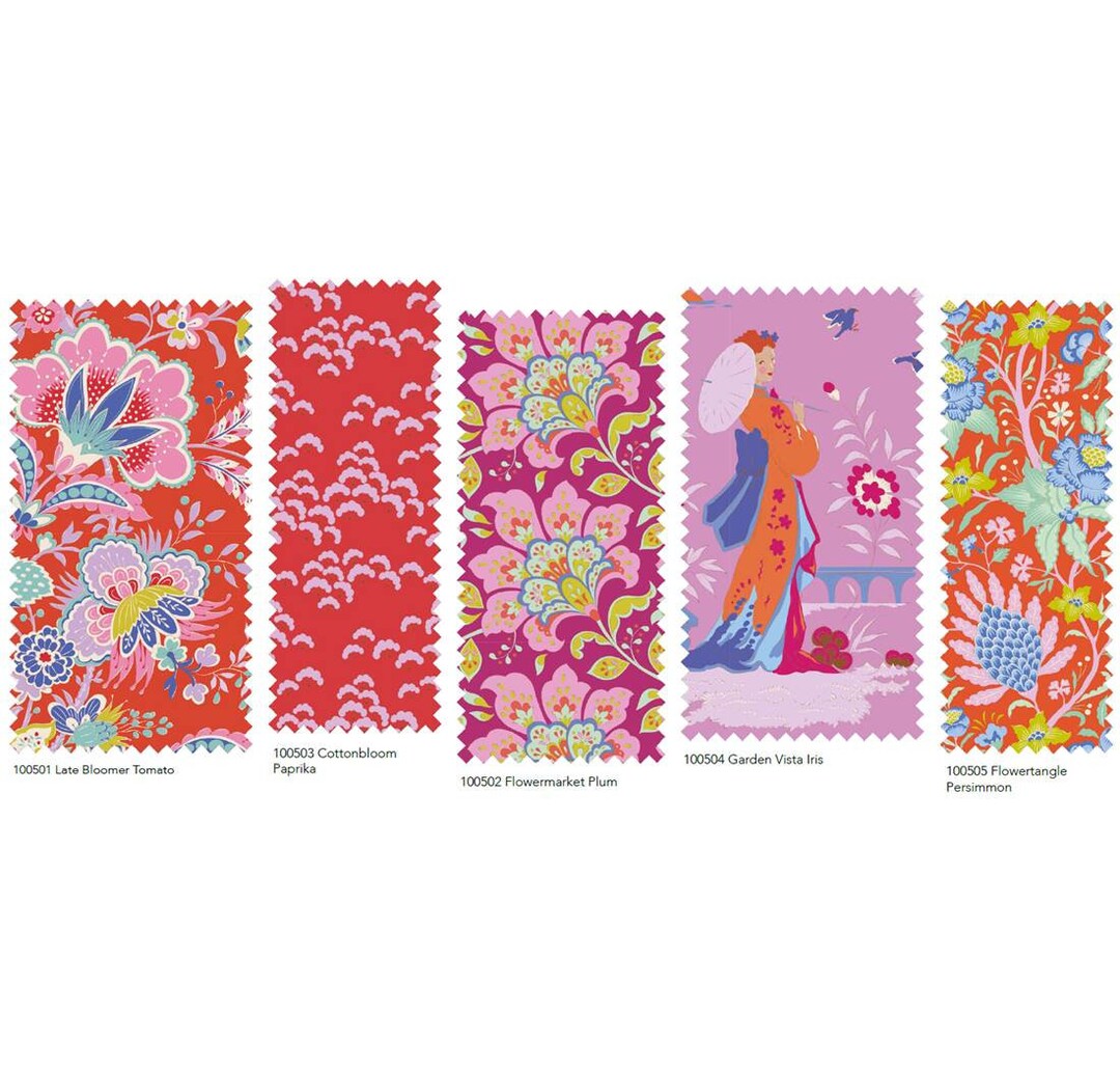 Tilda Bloomsville Tomato/plum Fabrics by the Meter - Etsy