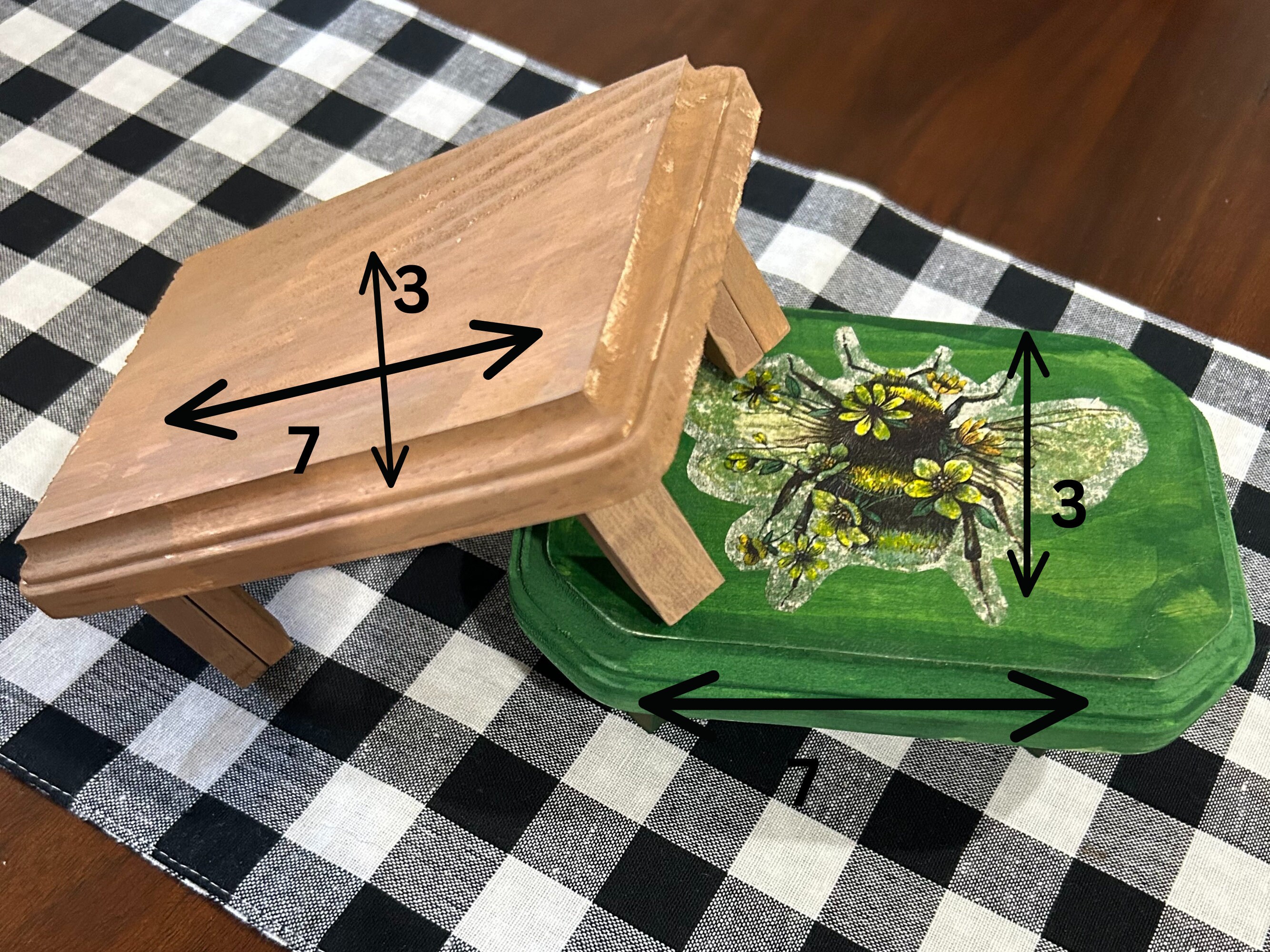 Wood Table Riser, Decoupage Bee, Table Décor, Plant Stand, Candle ...