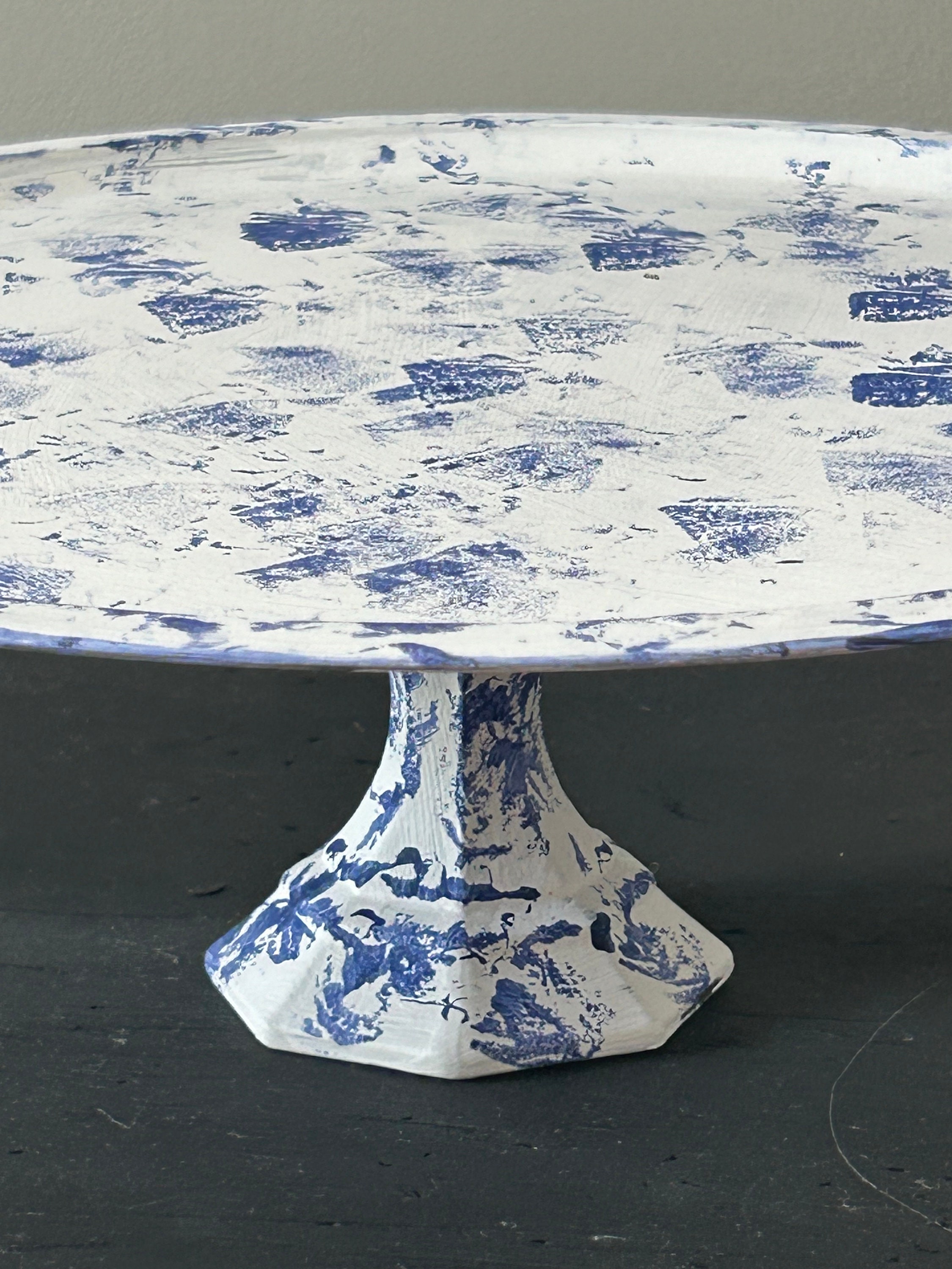 Metal Round Riser, Pedestal Tray, Display Stand, White & Blue Riser - Etsy