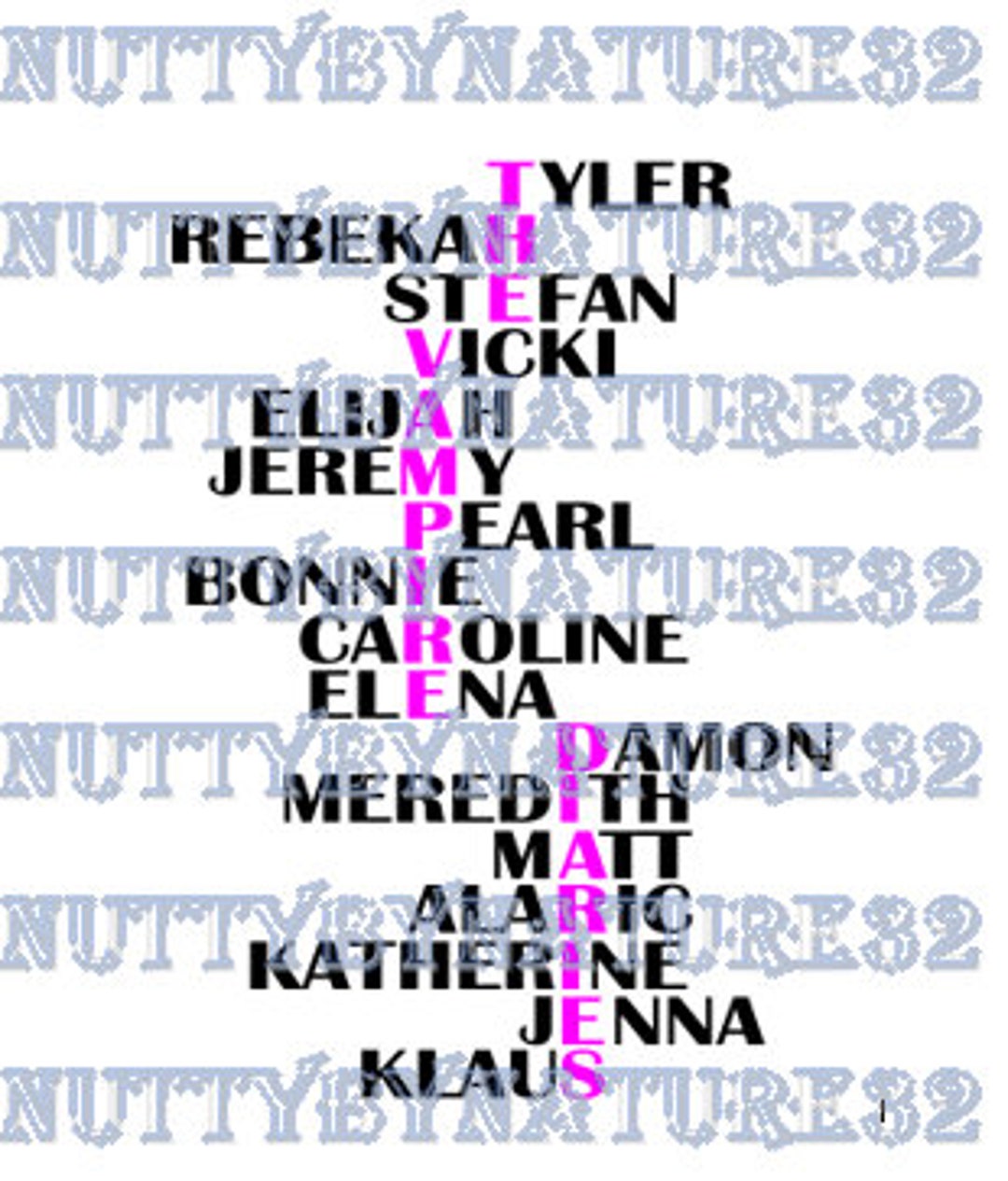 The Vampire Diaries TVD Characters Names Svg Pdf Png Cups Shirts Elena ...