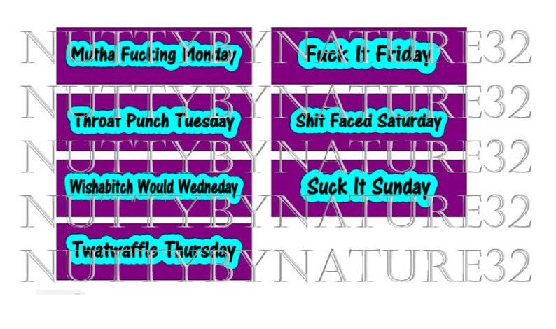 Days of the Week Bundle Cricut SVG PNG PDF Pen Wrap Glitter | Etsy