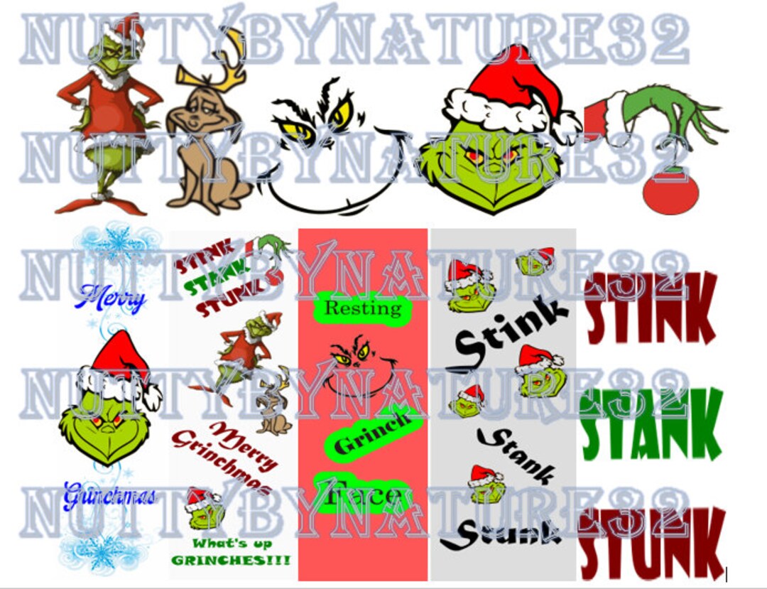 Grinch Christmas Merry Grinchmas Stink Stank Stunk Face Bundle - Etsy