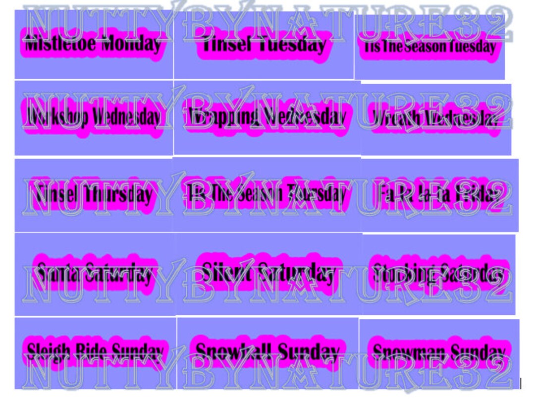 15 Different Christmas Holidays Holiday Santa Days of the Week Bundle ...