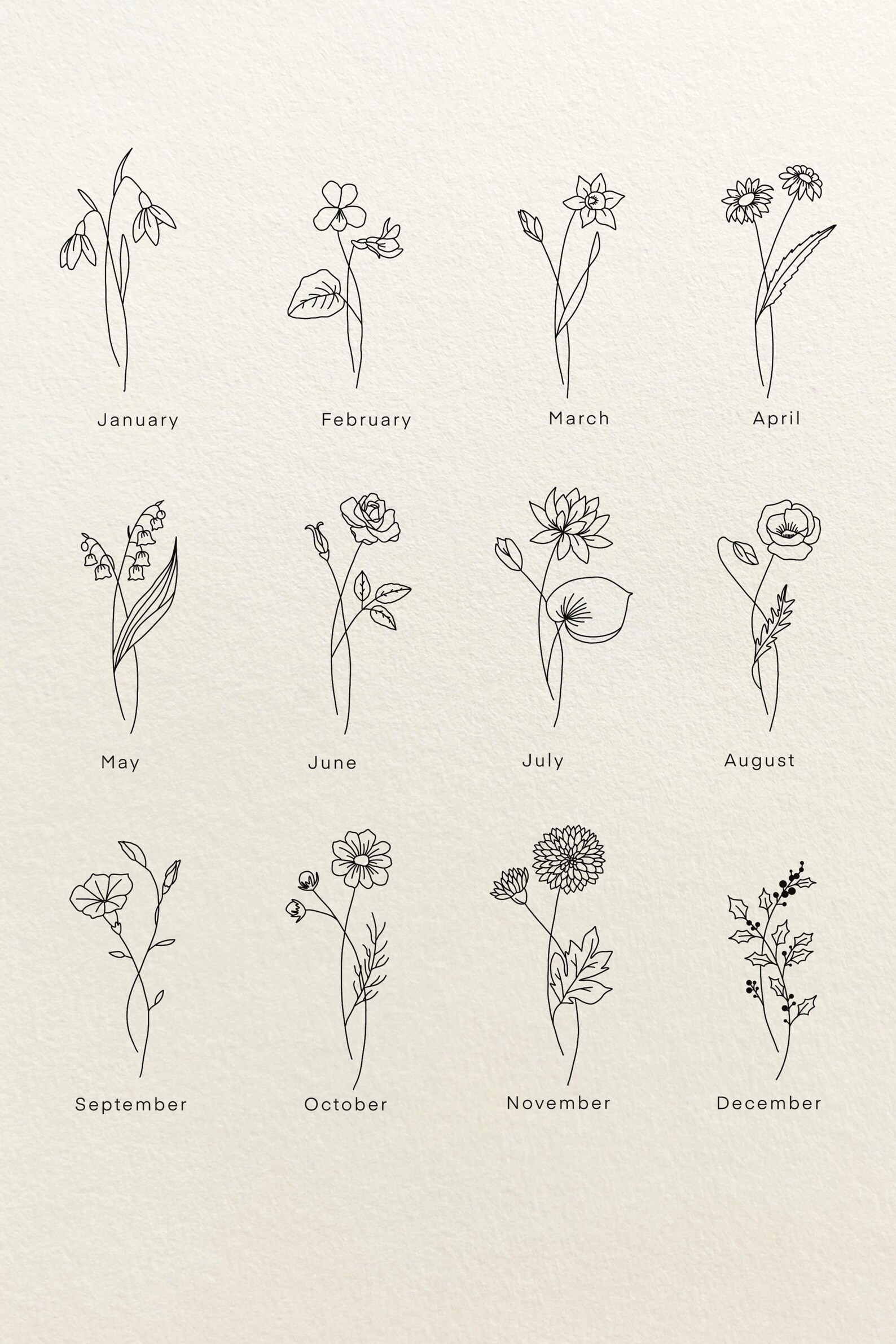 Personalized Birth Flower Digital Prints – Floral Art for Every Month ...