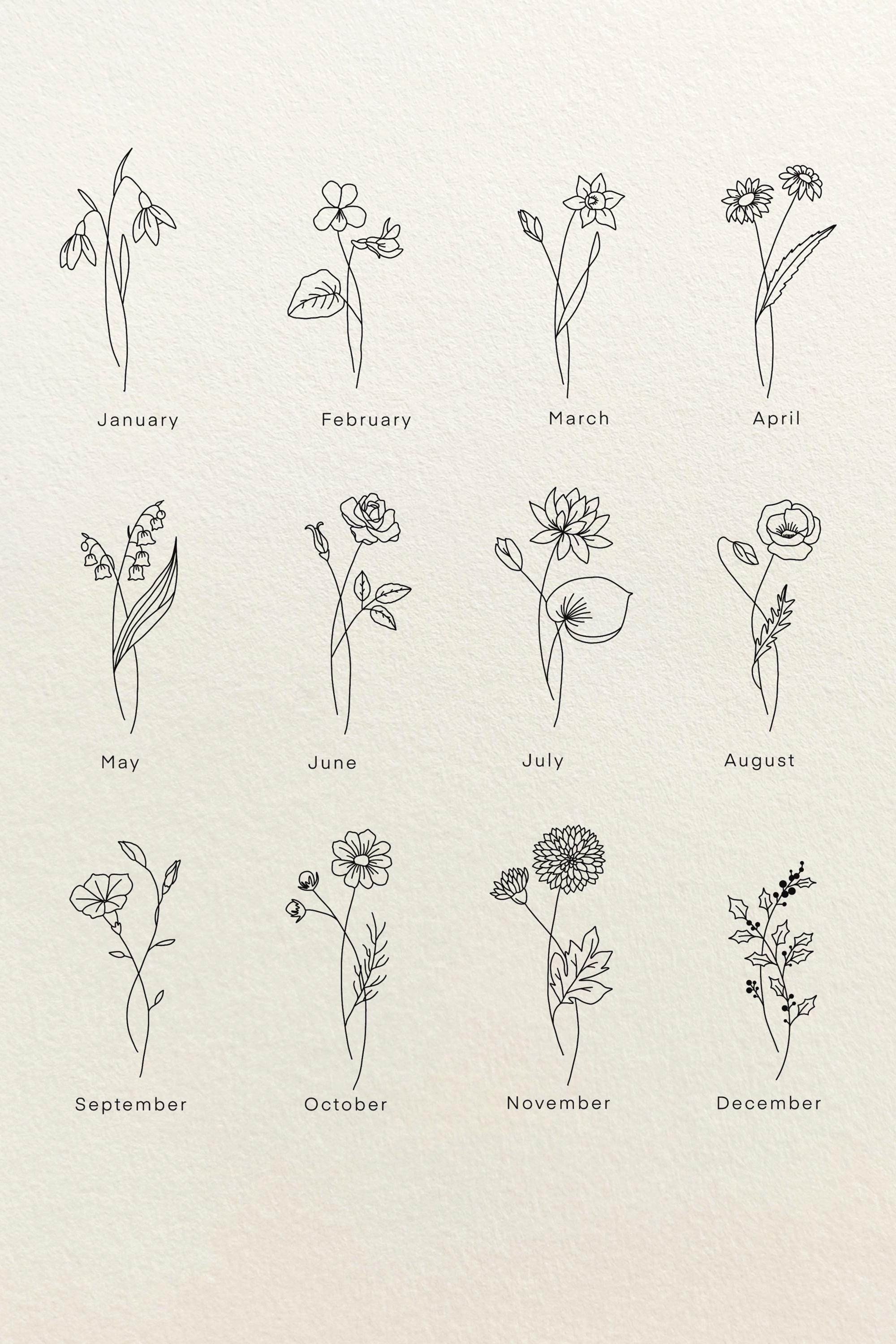 Personalized Birth Flower Digital Prints – Floral Art for Every Month ...