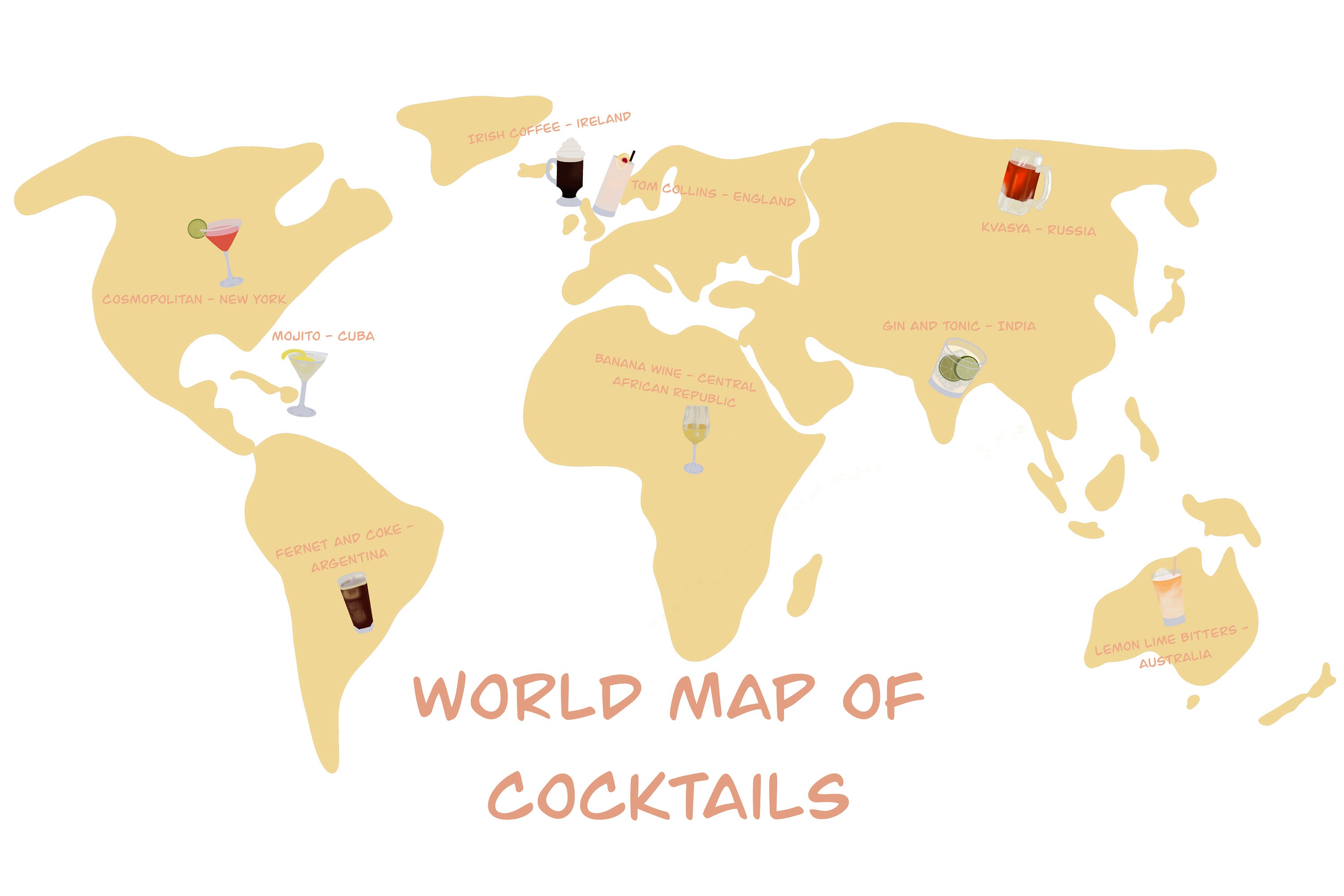 World Map of Cocktails Digital Download - Etsy