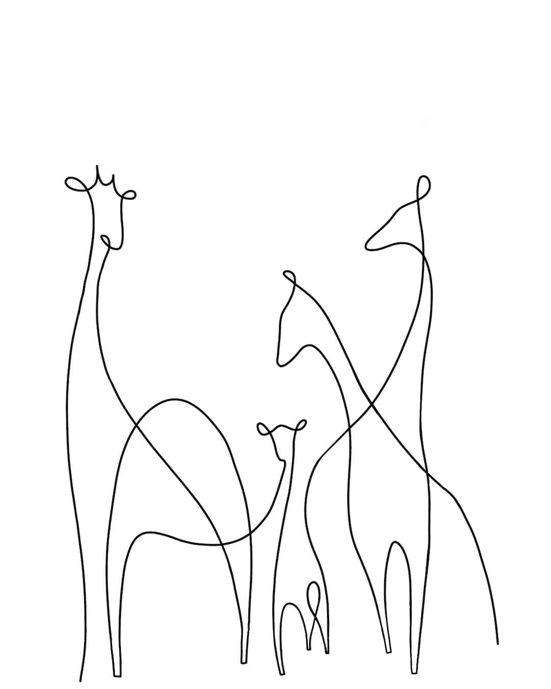 Giraffe Line Drawing - Digital Print - Etsy