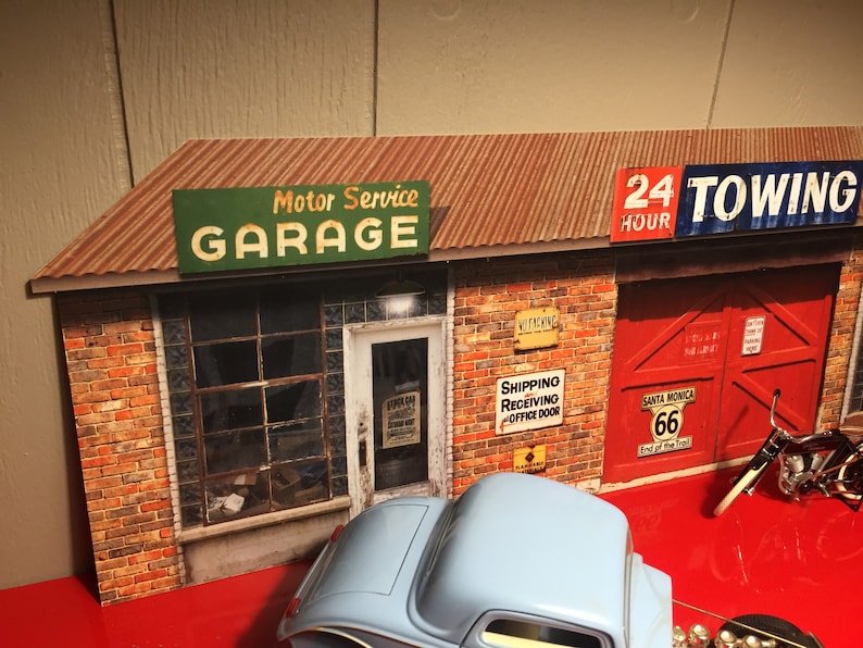 1:24 Scale Diorama Miniature Garage Shop Diecast Model Car Background ...