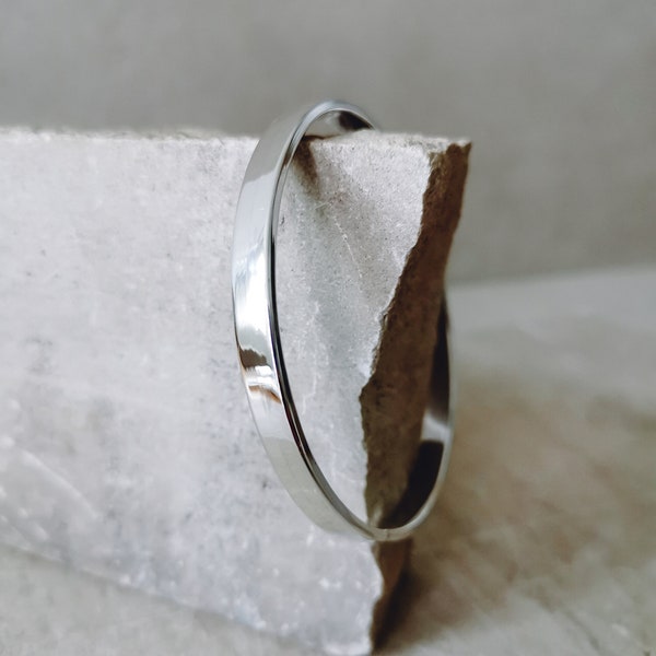 Wide Silver Bangle - Etsy