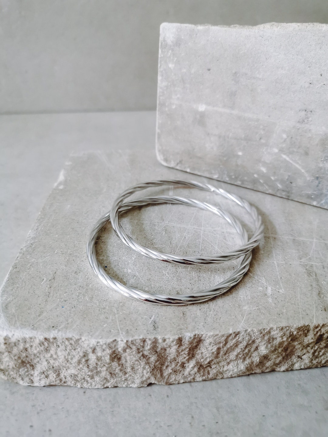 Twisted Bangle Made of Sterling Silver, Thin Twisted Bangle Made of ...
