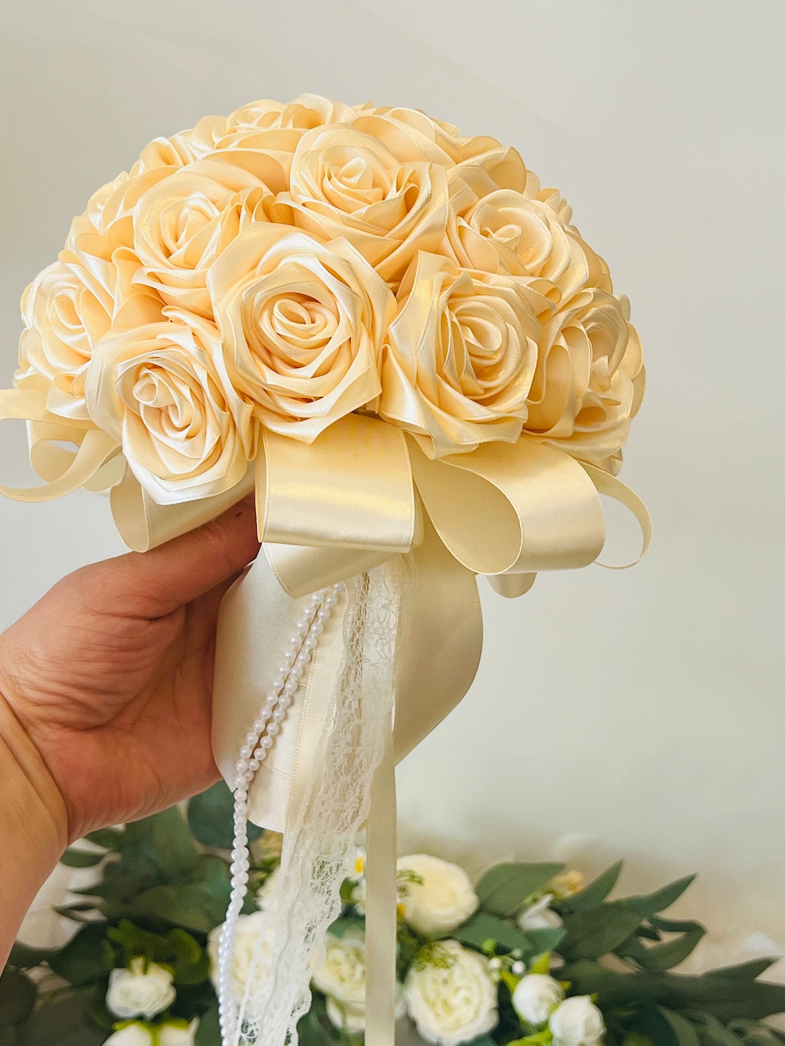 Bridal Bouquet Satin Roses Infinity Rose Bouquet Wedding Bouquet - Etsy