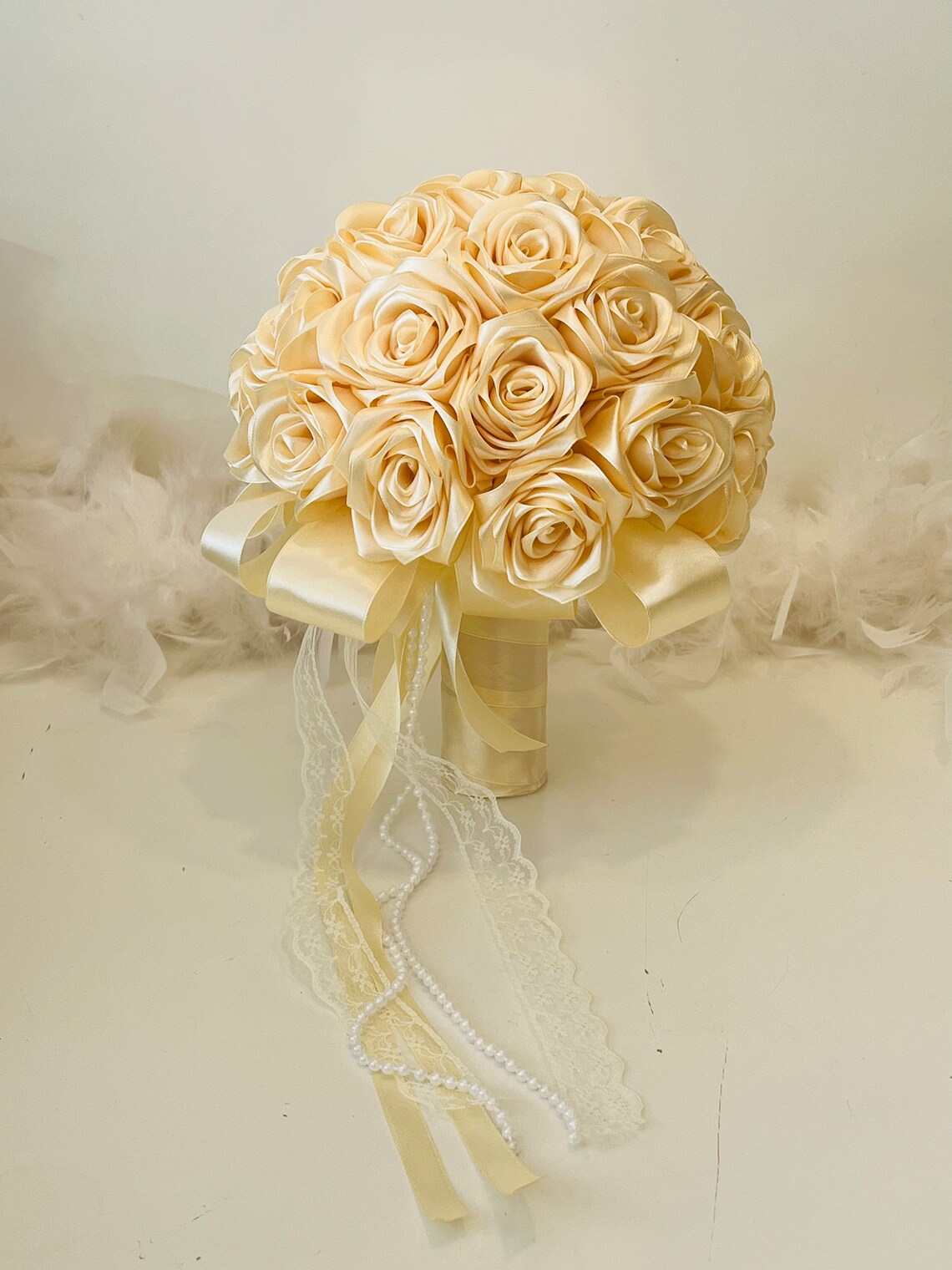 Bridal Bouquet Satin Roses Infinity Rose Bouquet Wedding Bouquet - Etsy