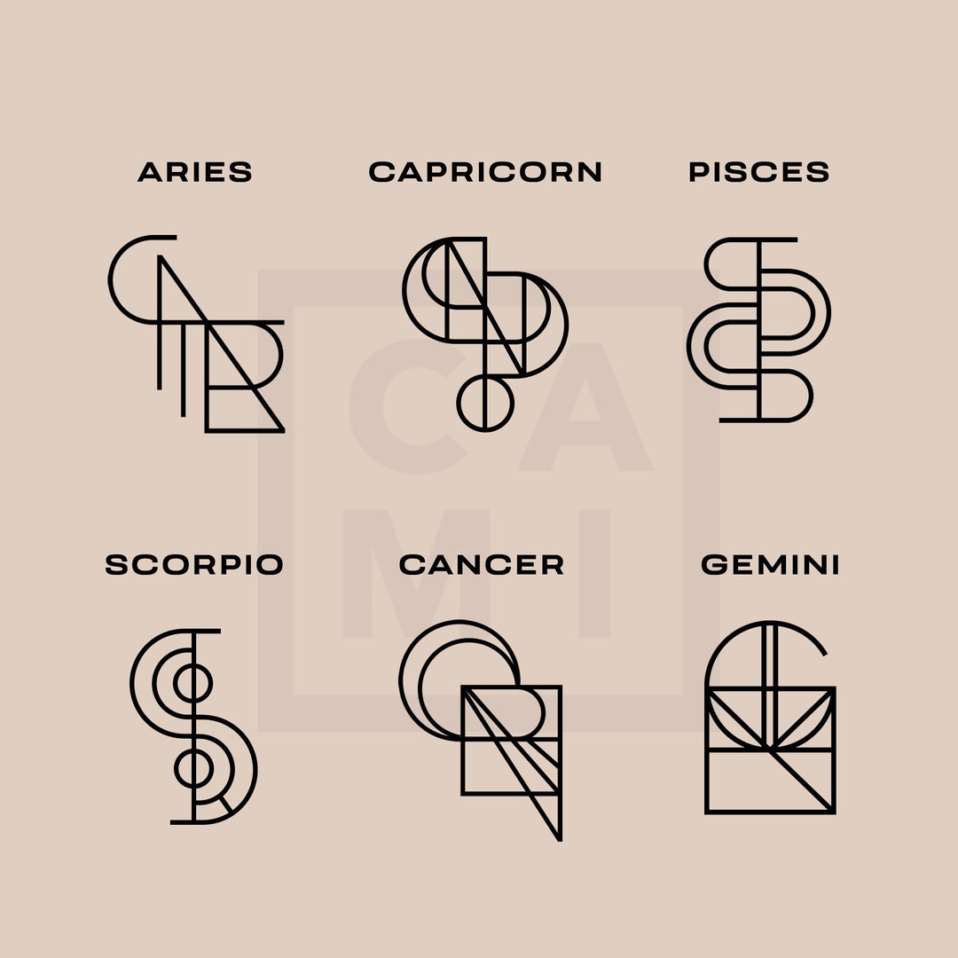 Zodiac Sign Logos - Tiktok Custom Name/word Logo - Digital File Instant ...